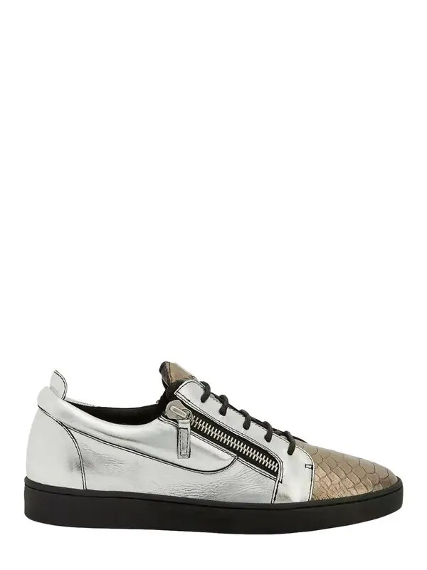 GIUSEPPE ZANOTTI Frankie Leather Zip-detail Sneakers - Silver