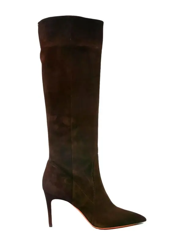 Santoni 90mm Suede Pointed-toe Knee-high Boots - Brown