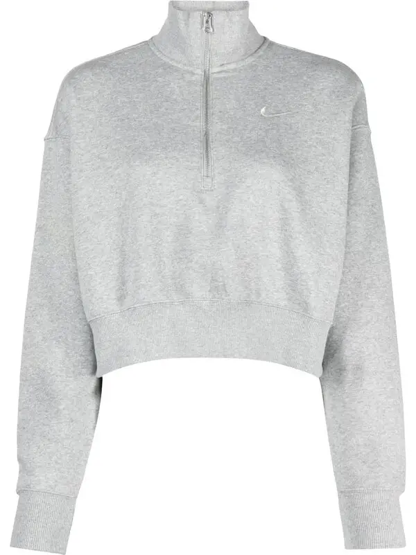 Nike Phoenix Cropped Zip-up Sweatshirt - Grey