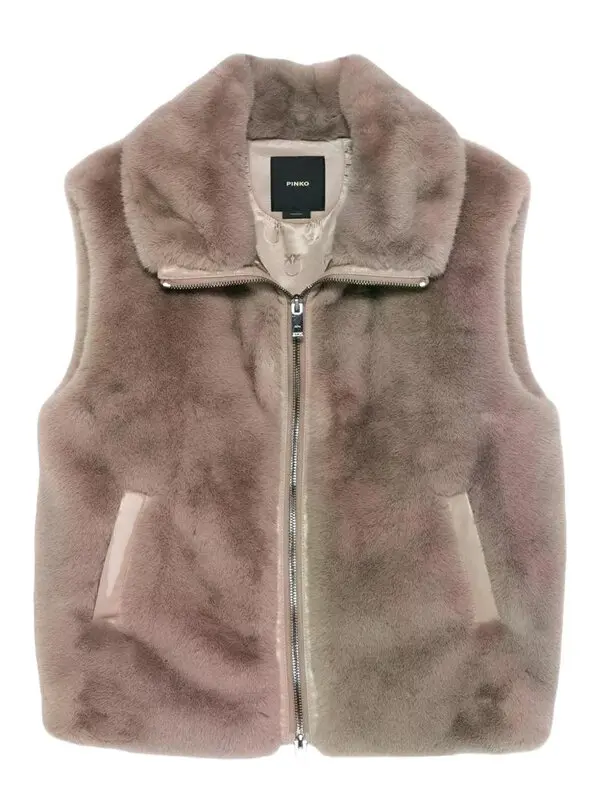 Pinko Faux-fur Zip-front Vest - Neutrals