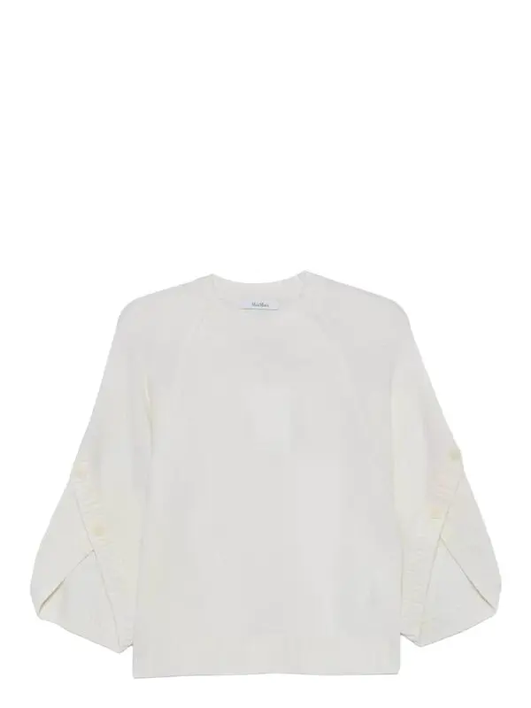 Max Mara Buttoned-cuff Knitted Top - Neutrals