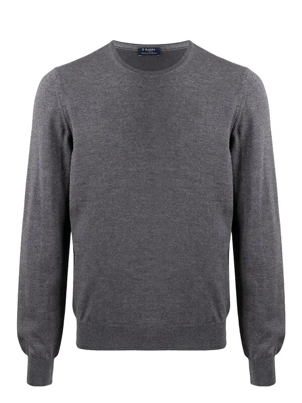 BARBA NAPOLI Crewneck Solid Sweater - Grey
