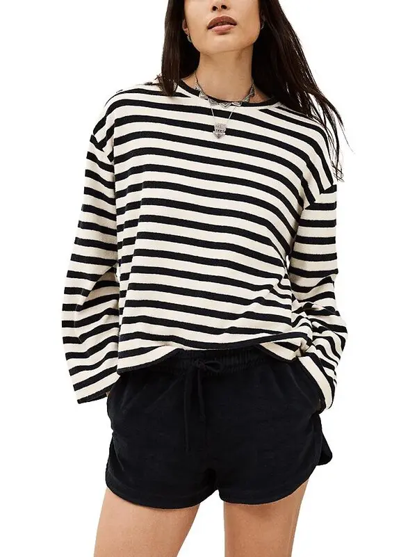 Ba&sh Foley Button Shoulder Top - Navy