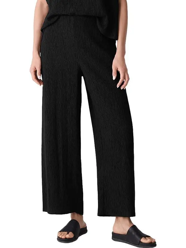 Eileen Fisher Crinkled Ankle Pants - Black