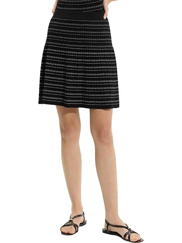 Theory Rib Stripe Mini Skirt - Black White