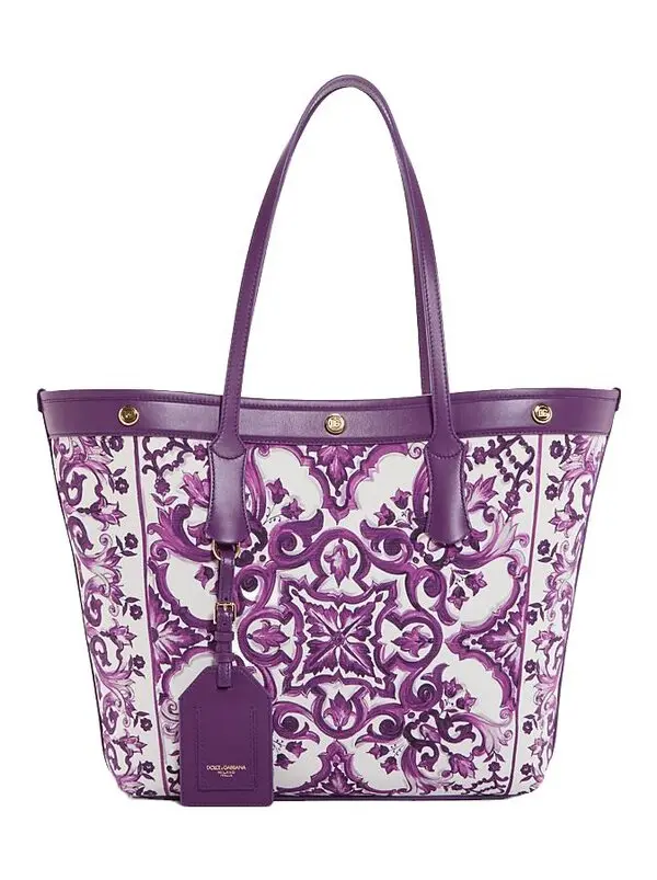 Dolce & Gabbana Atene Majolica Shopping Tote - White/purple