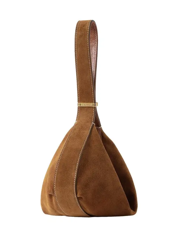 Staud Demy Leather-trimmed Suede Shoulder Bag - Brown