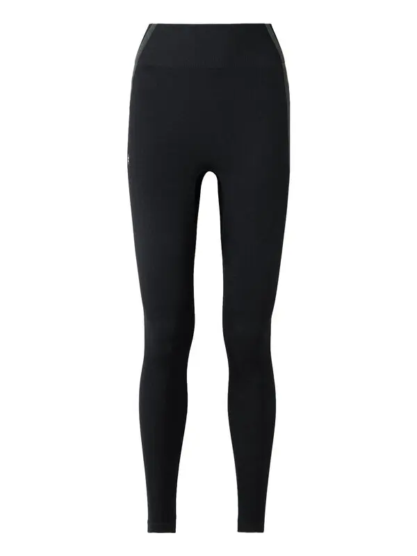 On Studio Striped Ribbed Stretch Recycled Leggings - Black