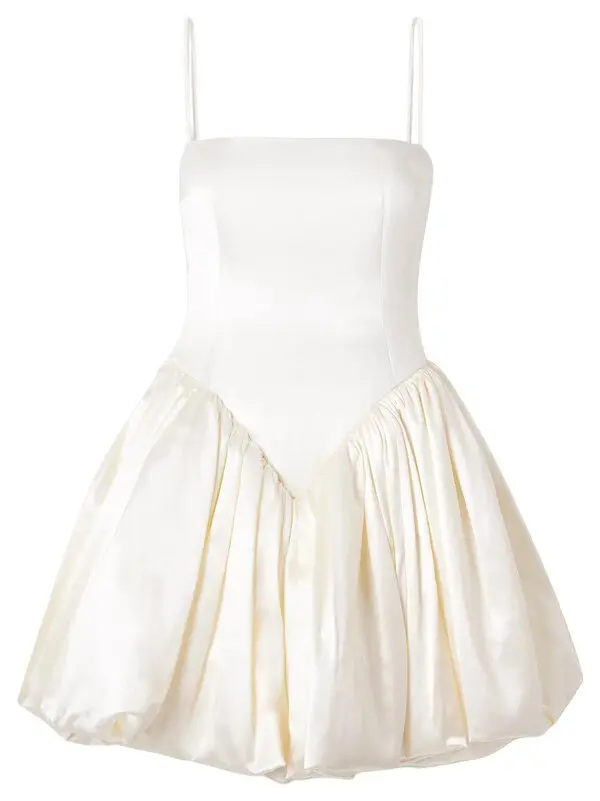 DANIELLE FRANKEL Birdie Gathered Silk And Wool-blend Bustier Mini Dress - Neutrals