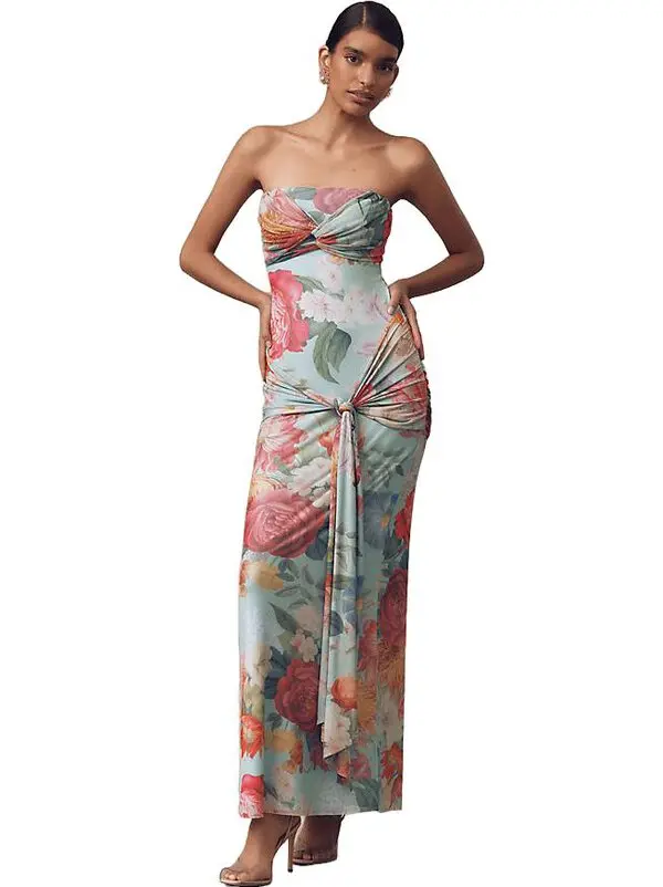 AFRM Rosalie Strapless Maxi Dress - Mint Botanical