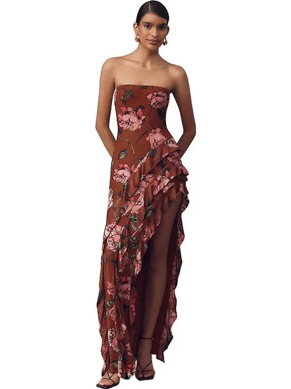 AFRM Siobhan Strapless Maxi Dress - Rose And Vines