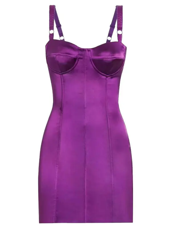 Dolce & Gabbana Dna Satin Bustier Mini Dress - Purple