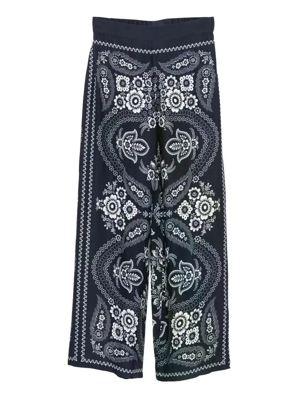 Maje Bandana-print Wide-leg Trousers - Blue