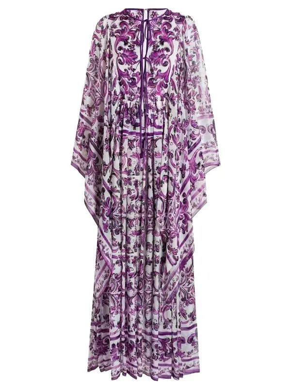 Dolce & Gabbana Majolica-print Long-sleeve Dress - Purple