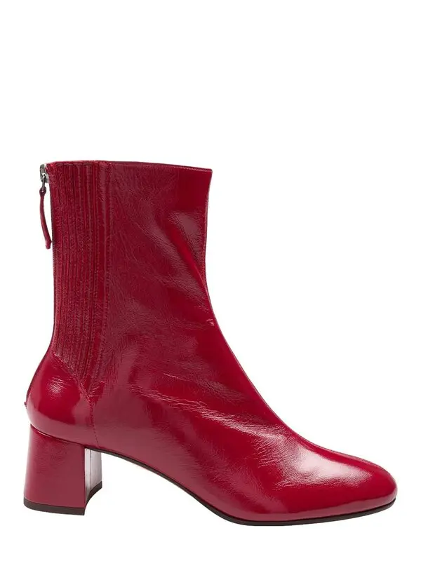 AQUAZZURA Patent Nappa Ankle Boots - Red