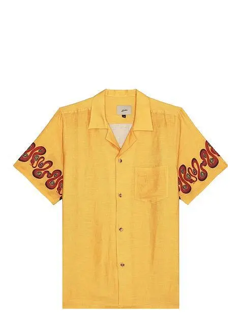 BATHER Ochre Dizzy Boa Camp Shirt In Mustard - Yellow