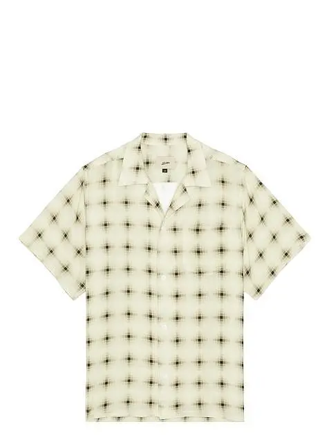 BATHER Ivory Digi Plaid Camp Shirt In Beige - White