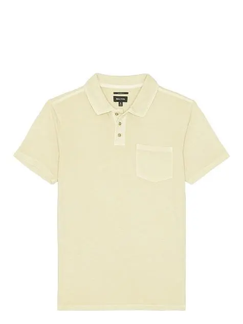 Brixton Vintage Wash Short Sleeve Polo In Beige - Washed Khaki