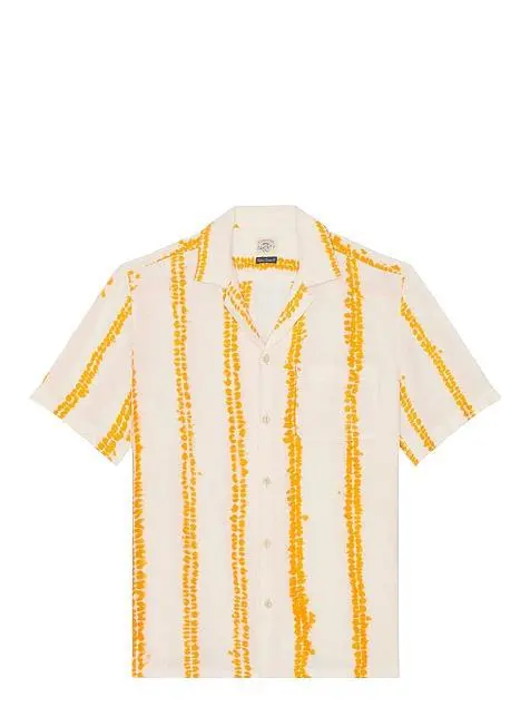 Faherty Brand Shibori Palma Linen Shirt In Yellow - Citrus Valley