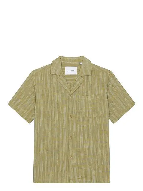 LES DEUX Lesley Slub 2.0 Shirt In Green - Oil Green