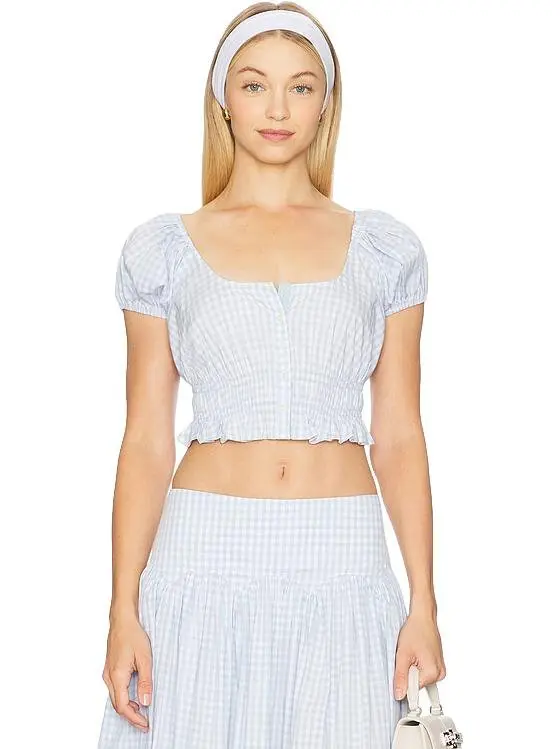 Lpa Brigette Top - Light Blue Gingham