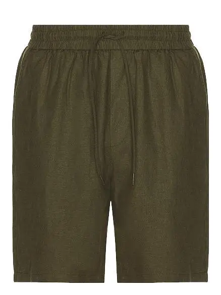 LES DEUX Otto Linen Shorts - Olive Night
