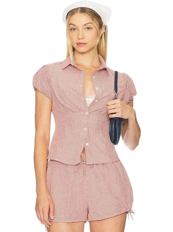 GUIZIO Liana Gingham Top - Red Love