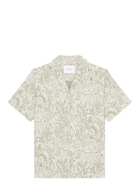 LES DEUX Lesley Dancing Jacquard Shirt In Green - Light Ivory