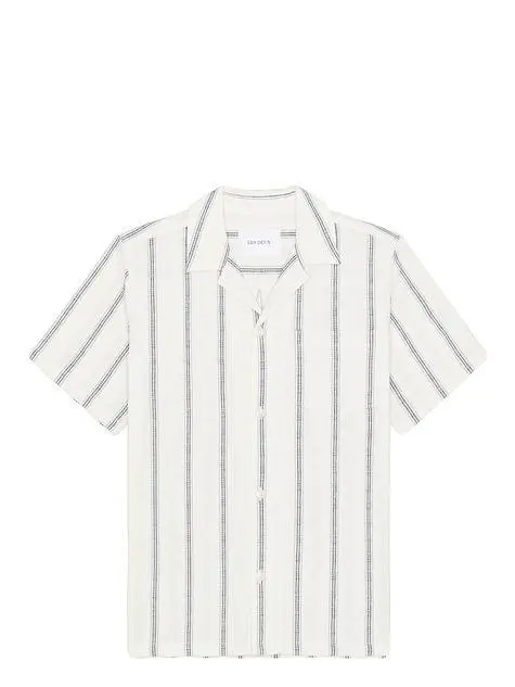 LES DEUX Lukas Check Dobby Shirt In White - Light Ivory