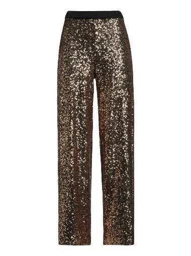 OTTOD'AME Flared Pants With Sequins And Tulle Appliqués - Gold