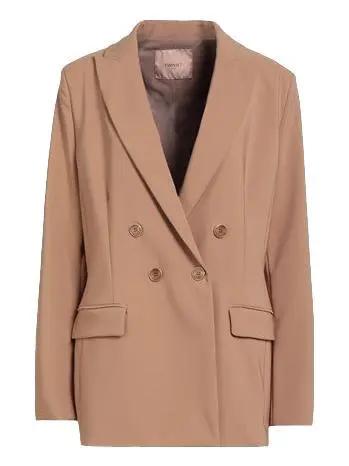 TWINSET Crepe Double-breasted Blazer - Beige