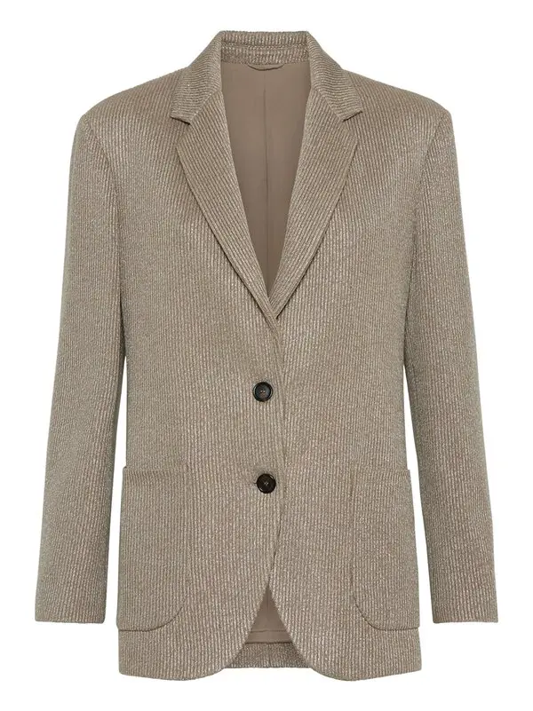 Brunello Cucinelli Cotton-blend Ribbed Blazer - Brown
