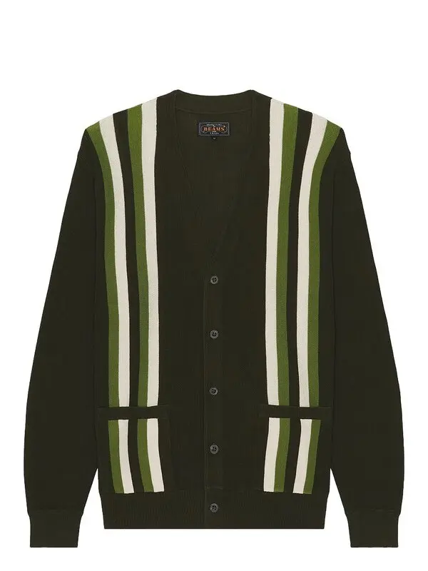 BEAMS Cardigan Stripe - Green