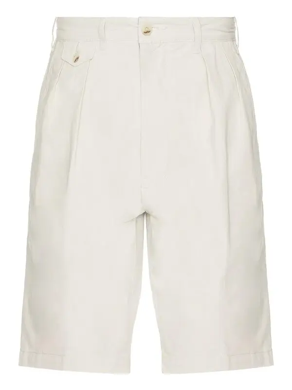 BEAMS 2 Pleats Twill Shorts - Cement