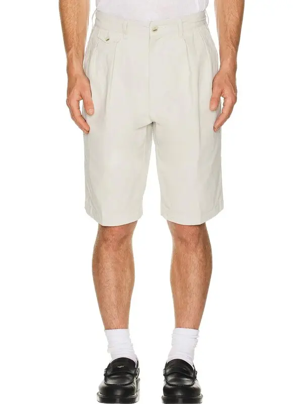 BEAMS 2 Pleats Twill Shorts - Cement