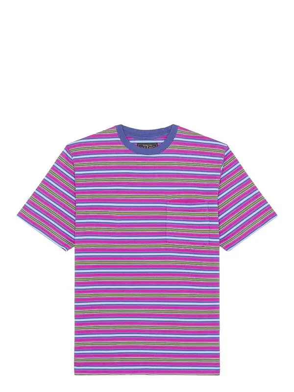 BEAMS Pocket Tee Multi Stripe - Purple