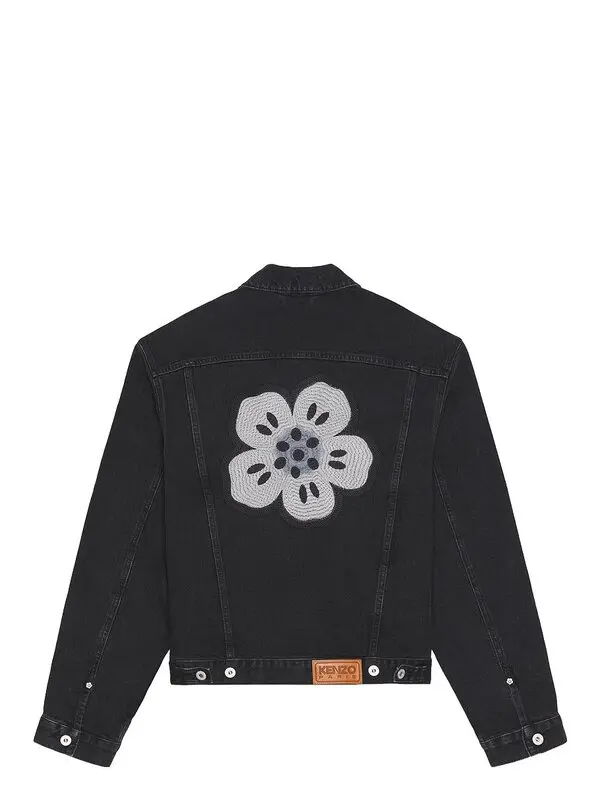 Kenzo Boke Flower Trucker Jacket - Stone Bleached Black Denim