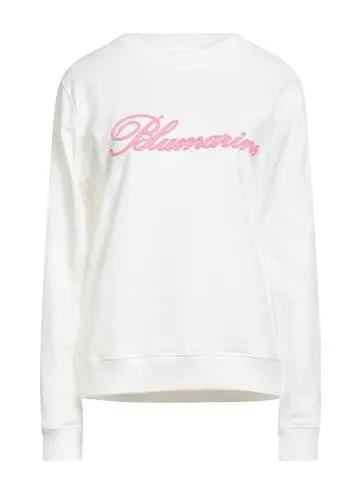 Blumarine Cotton Sweatshirt With Appliqués And Logo - White
