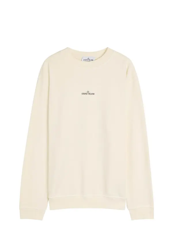 Stone Island Logo-print Cotton Sweatshirt - Ivory