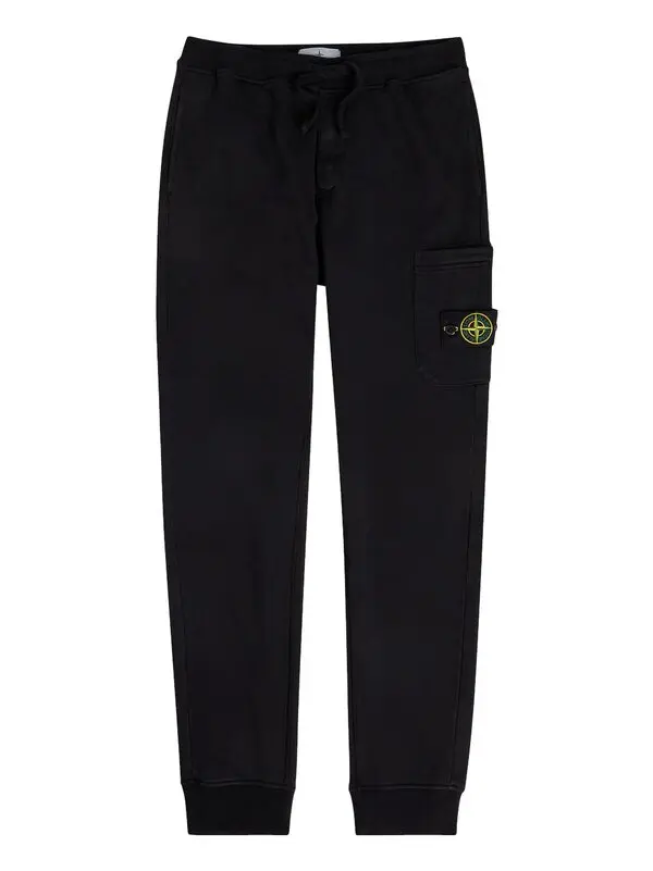 Stone Island Logo Cotton Sweatpants - Black