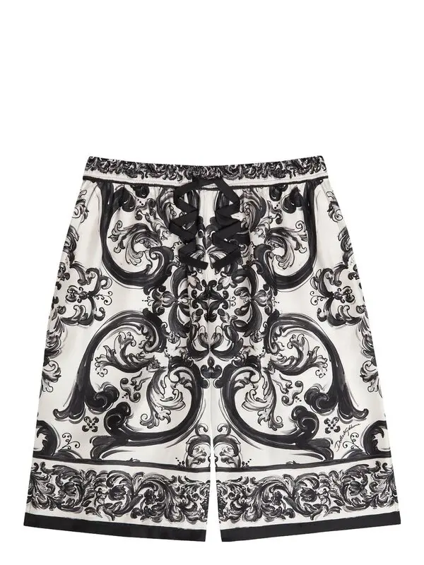 Dolce & Gabbana Majolica Printed Silk-twill Shorts - Multicoloured 1