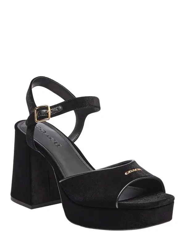 COACH OUTLET Patent Block Heel Sandals With Ankle Strap - Black