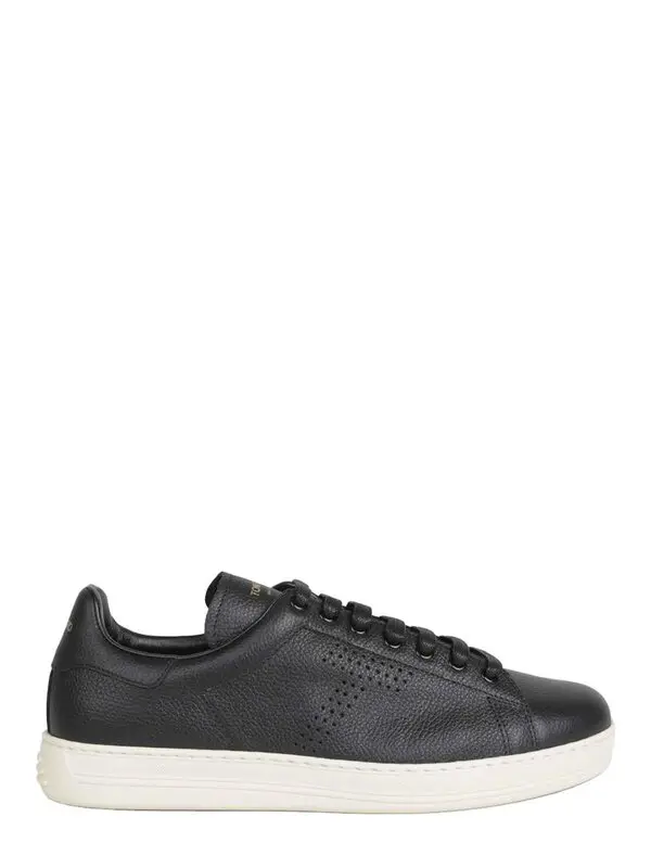 TOM FORD Leather Lace-up Sneakers - Black
