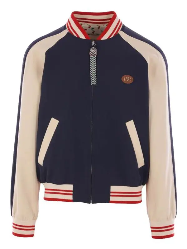 Valentino Garavani Le Chat De La Maison Patch Bomber Jacket - Ultramarine Dark Blue+burro