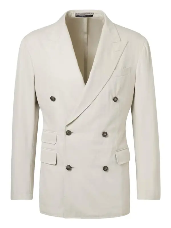 Dunhill Cotton And Cashmere Double-breasted Blazer - Grey