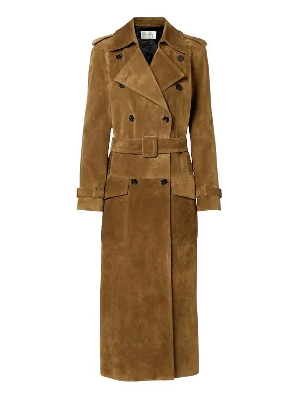 Saint Laurent Suede Trench Coat - Brown