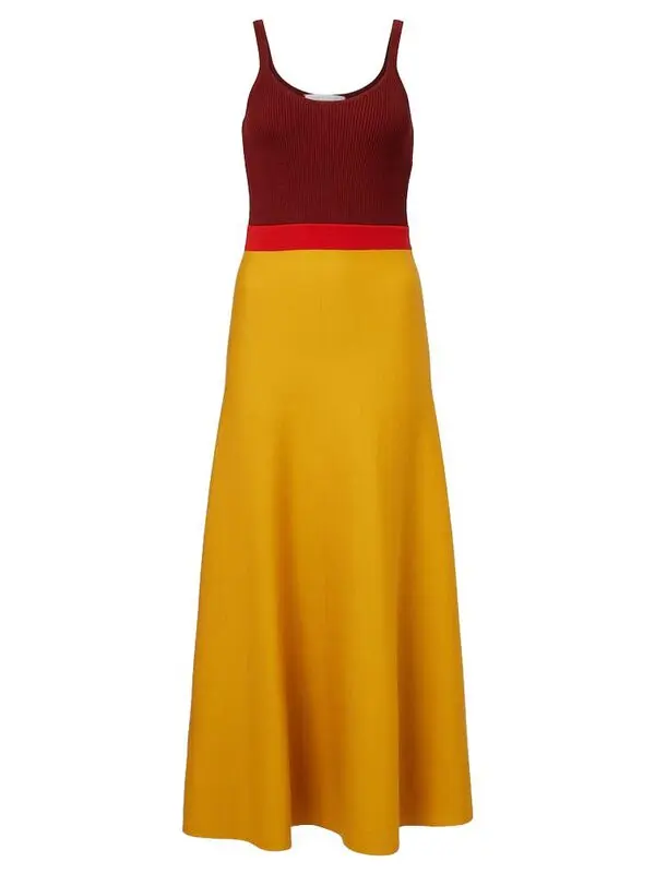 Gabriela Hearst Flaminius Colorblocked Wool Maxi Dress - Yellow