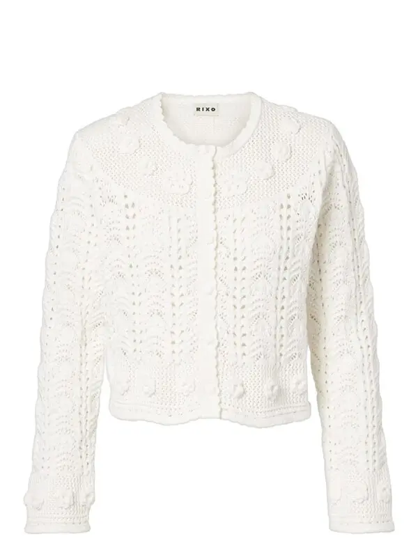 Rixo Kyra Open-knit Cotton Cardigan - White