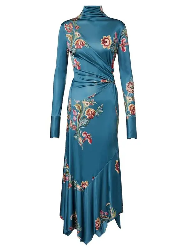 Etro Printed Midi Dress - Blue