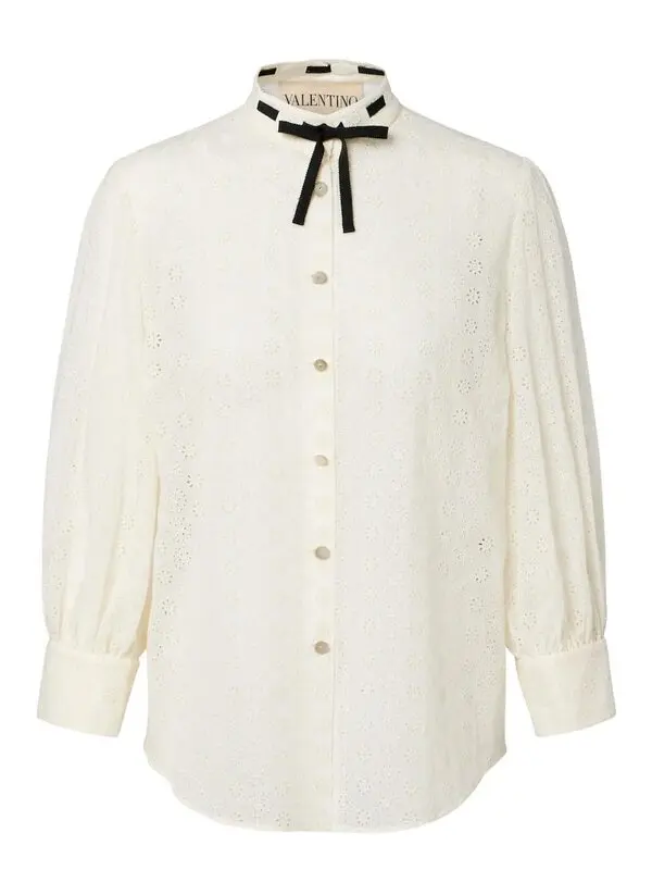 Valentino Garavani Broderie Anglaise Cotton Poplin Shirt - White